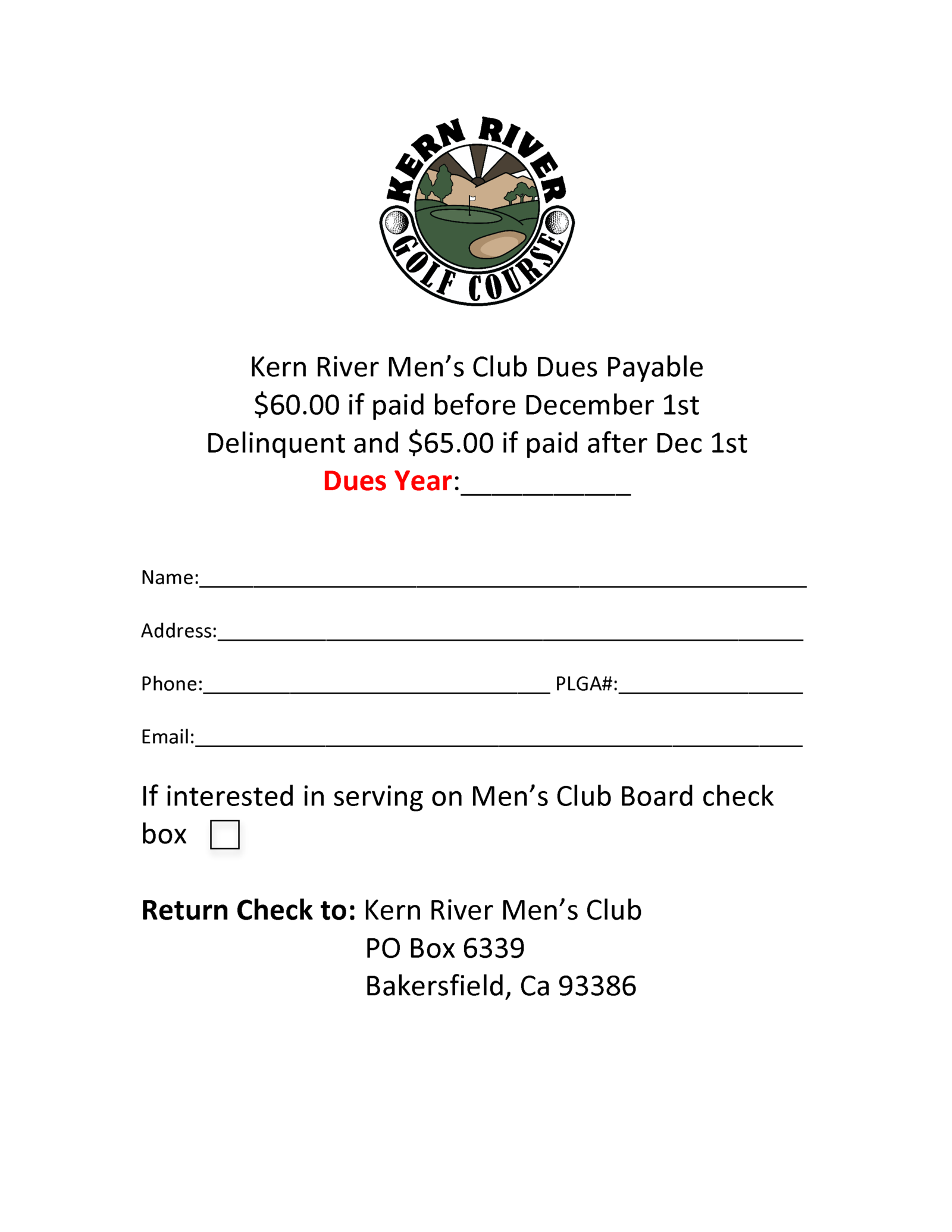 Men's Club - Kern River Golf Course